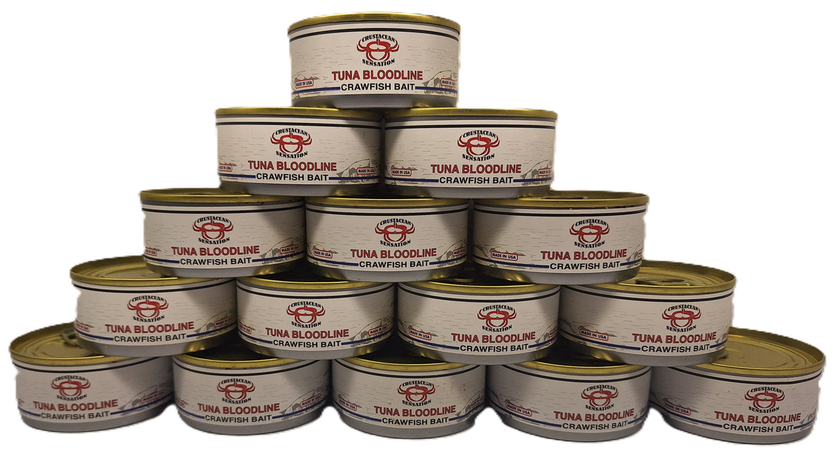 Fifteen 3 oz. cans of Tuna Bloodline Crawfish/ Salmon Lure Bait ...